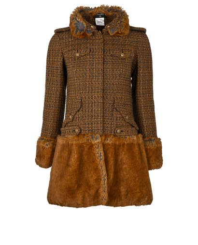 Pre-loved Chanel Faux Fur Tweed Coat - £2,300