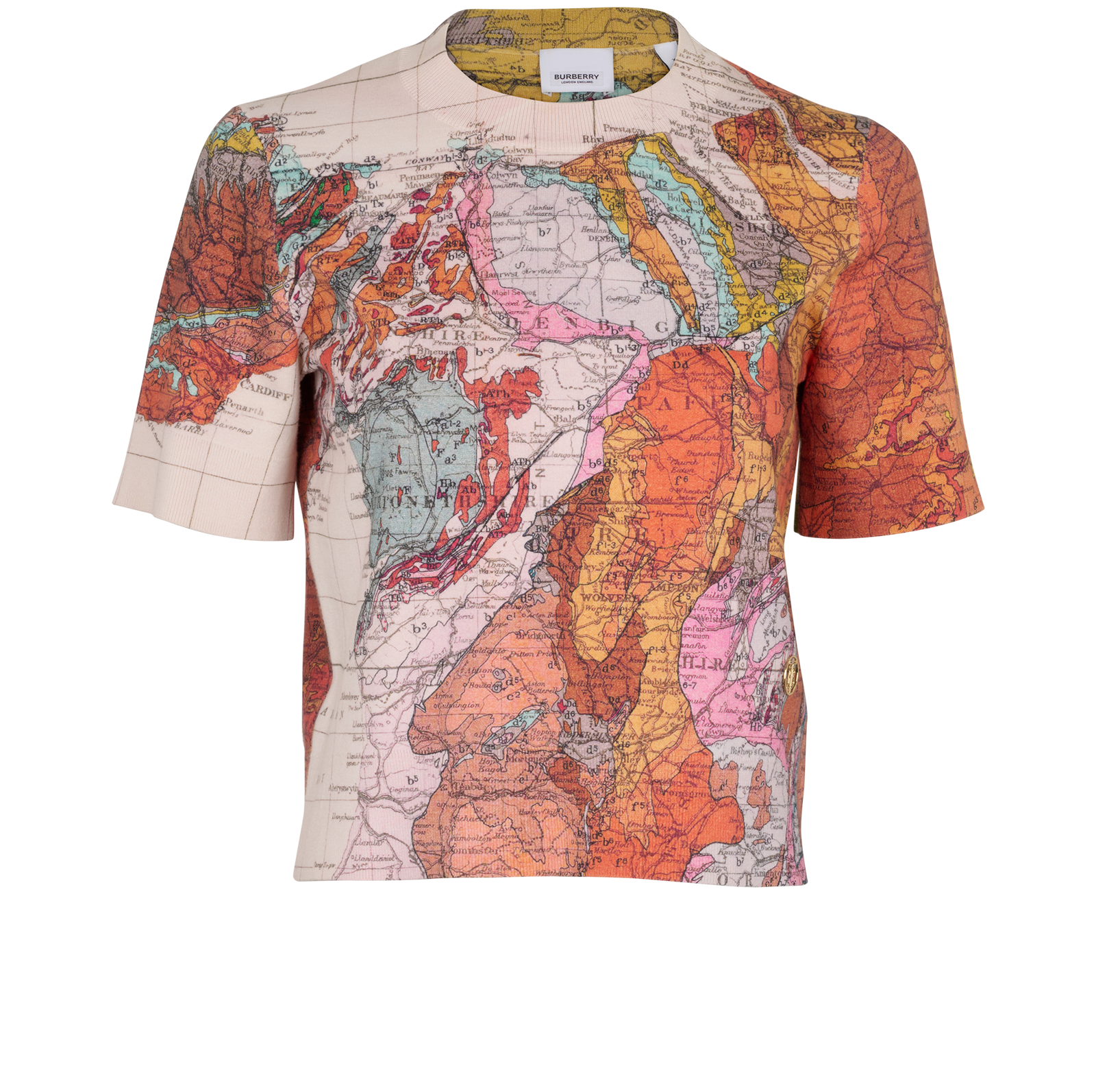 Pre-loved Burberry Map Print Short Sleeve Pullover - £180