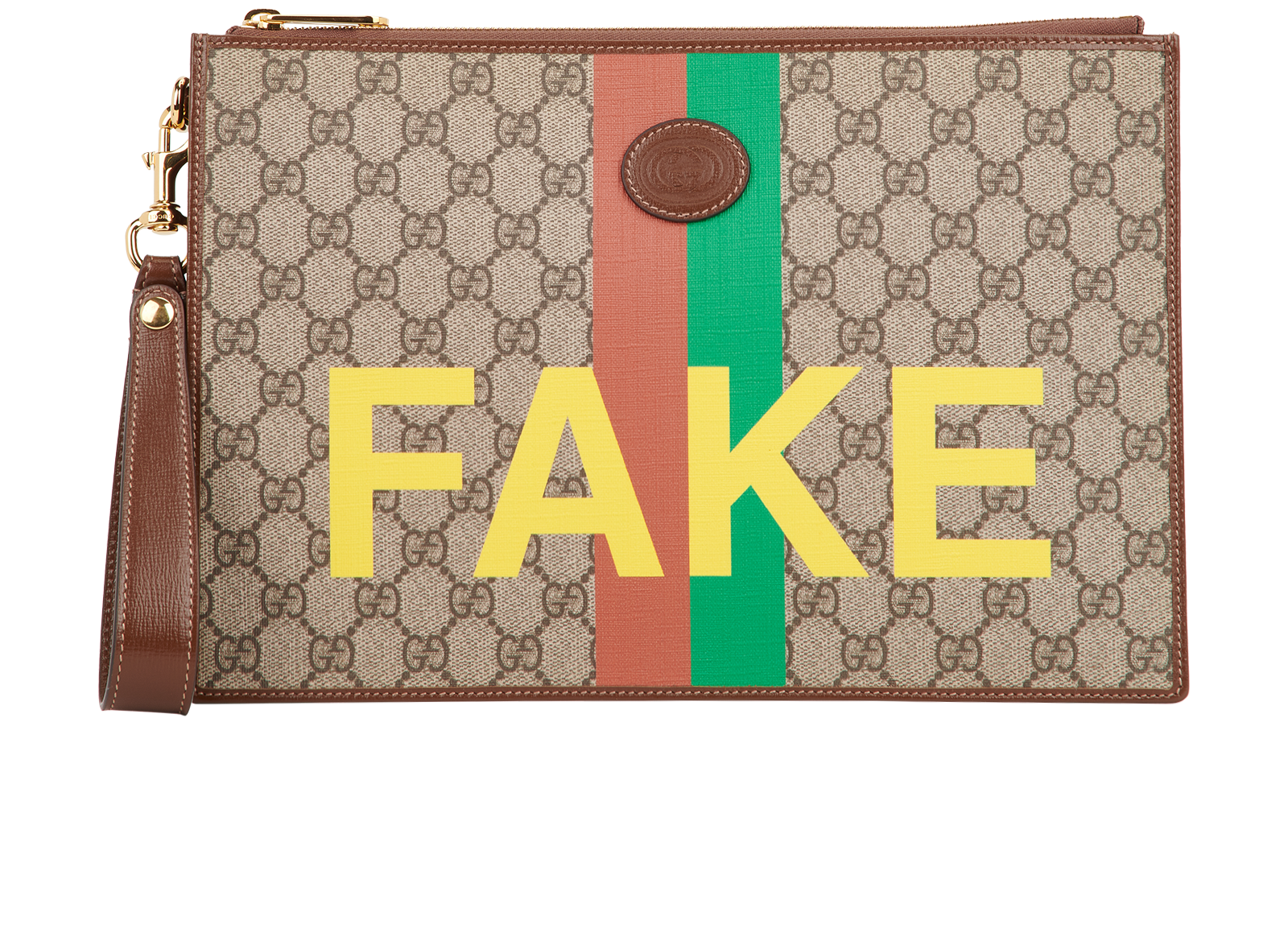 Pre-loved Gucci 'Fake' Monogram Pouch - £395
