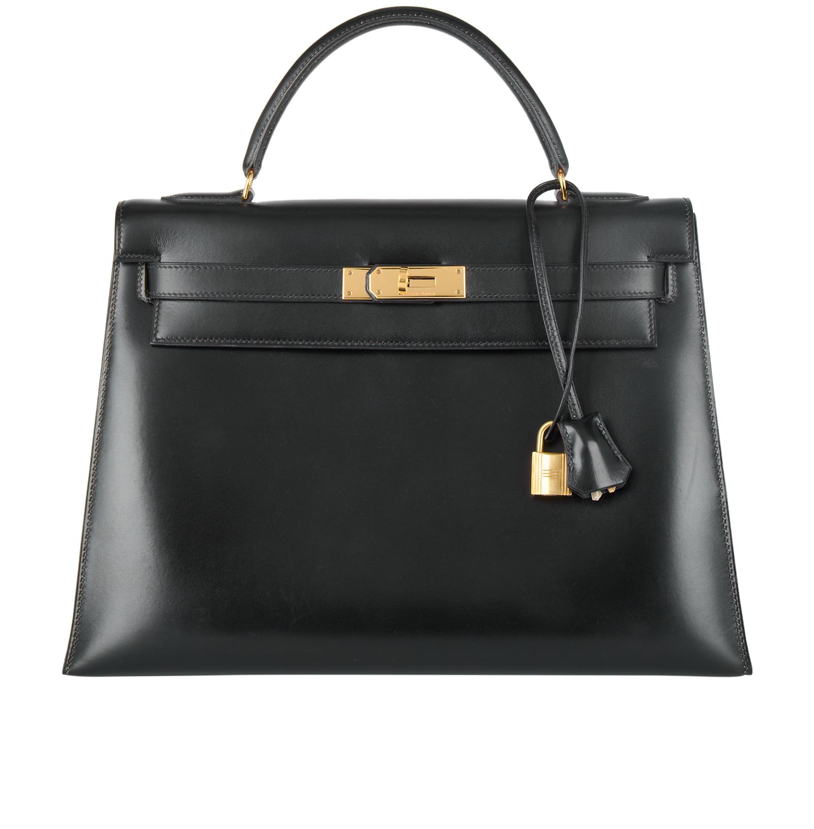 Pre-loved Hermes Kelly 32 Box Calf in Black - £8,900