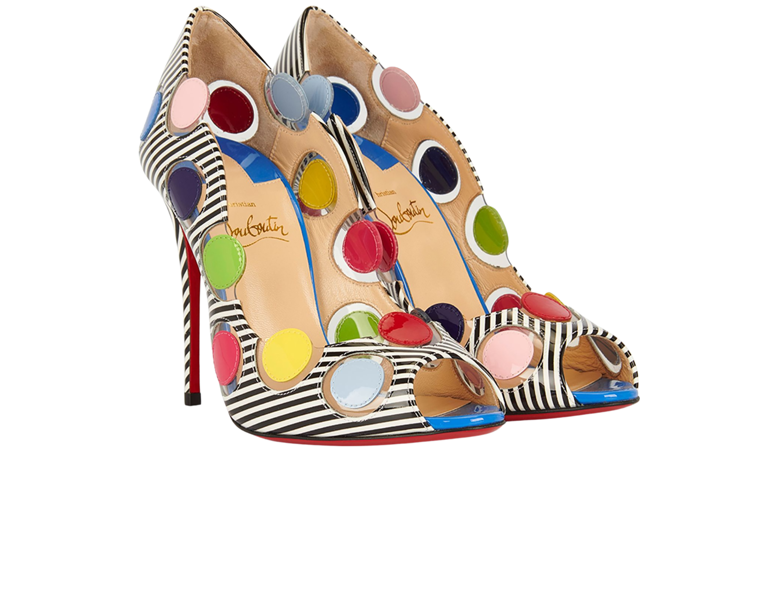 Christian Louboutin Lady Bug 100MM PVC Peep Toe Heels, Heels - Designer ...