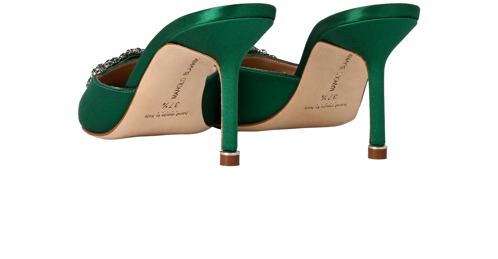 Pre-loved Manolo Blahnik Hangisimu Jewel Buckle Mules - £520