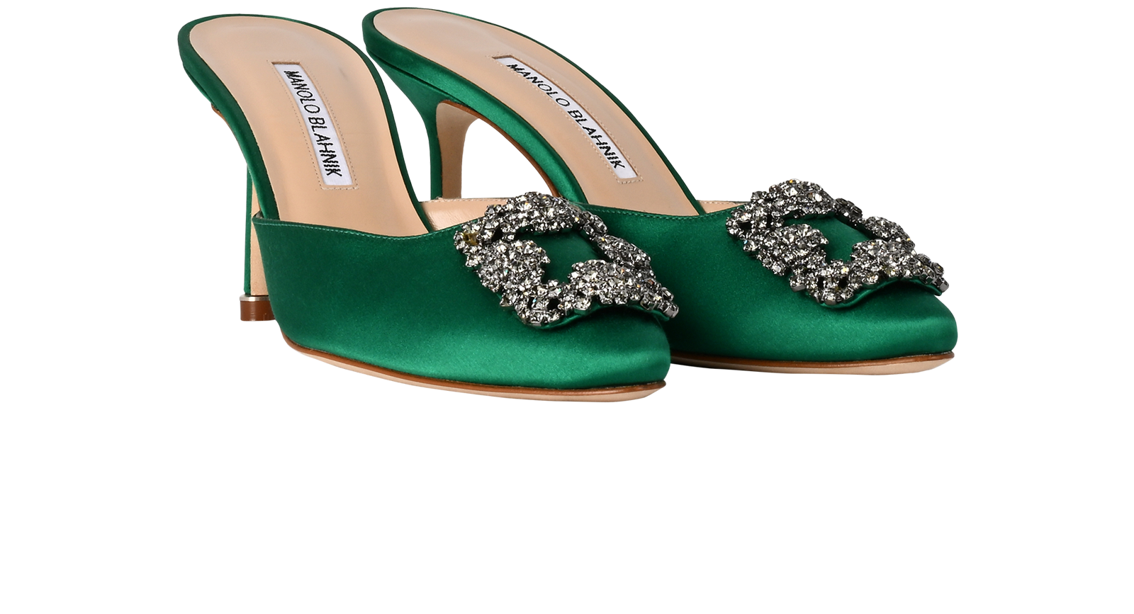 Pre-loved Manolo Blahnik Hangisimu Jewel Buckle Mules - £520